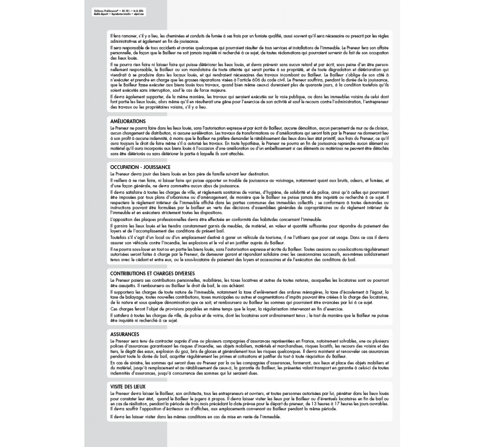 Bail de garage ou Parking